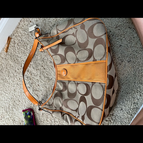 Coach | Bags | Traditional Coach Pattern With Orange Coach Purse | Poshmark